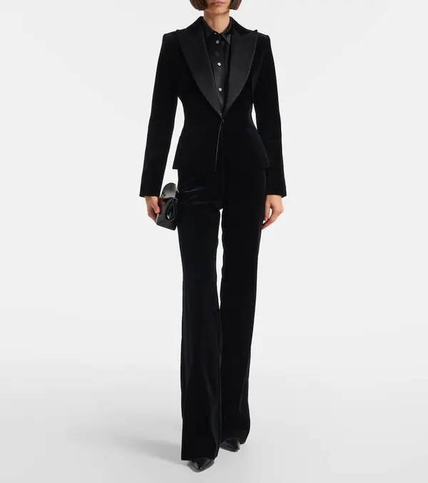 Max Mara Eolie Cropped Cotton Velvet Blazer