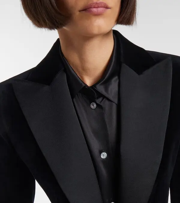 Max Mara Eolie Cropped Cotton Velvet Blazer