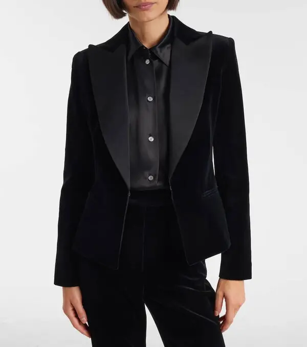 Max Mara Eolie Cropped Cotton Velvet Blazer