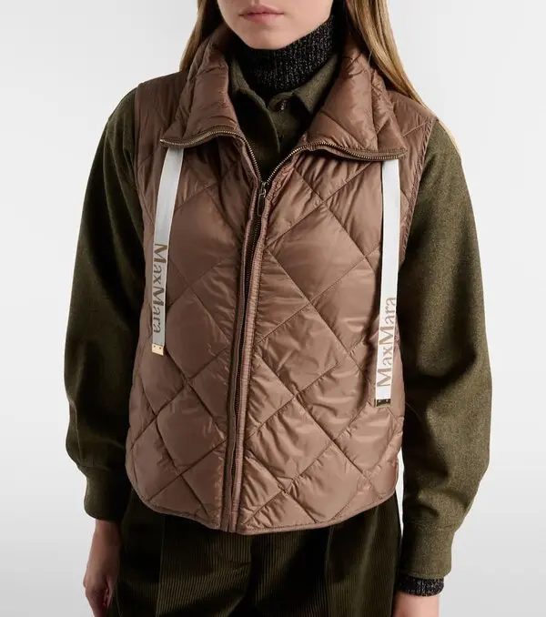 Max Mara Tregic Quilted Zip-up Vest - Brown