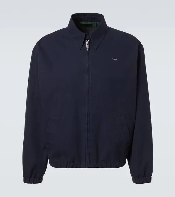 Prada Logo Cotton Blouson Jacket - Blue