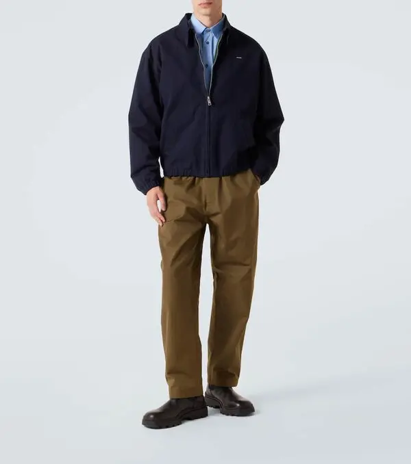 Prada Logo Cotton Blouson Jacket - Blue