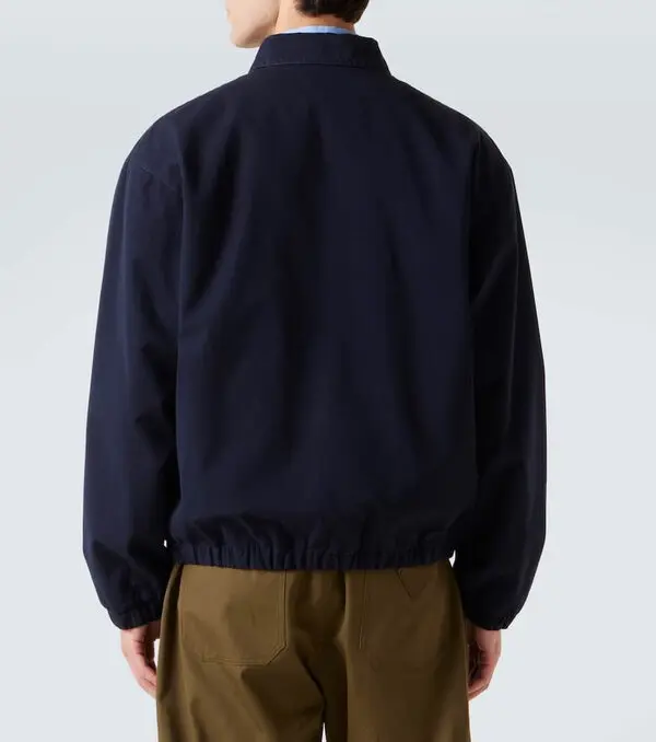 Prada Logo Cotton Blouson Jacket - Blue