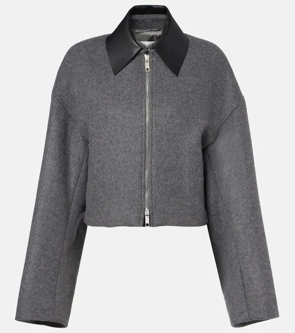 Sportmax Vacuo Cropped Virgin Wool Jacket - Grey