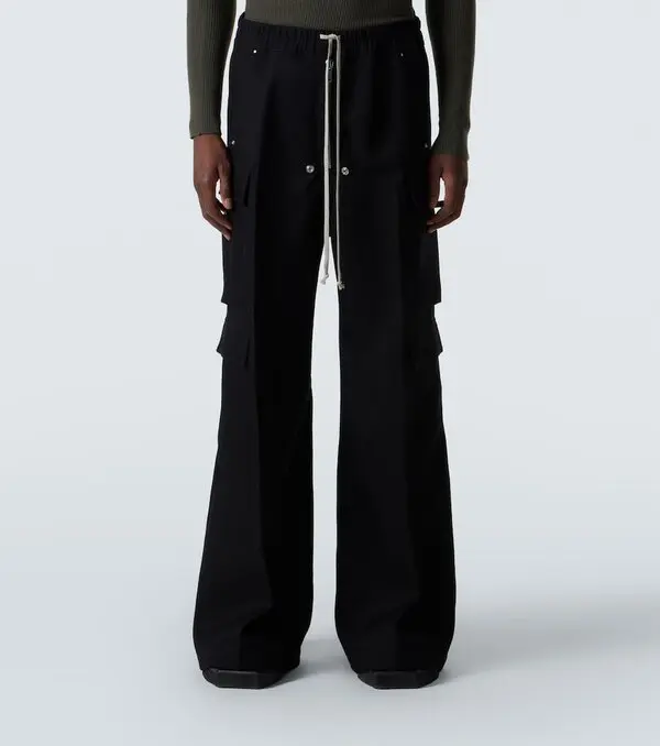 Rick Owens Virgin Wool Cargo Pants - Black