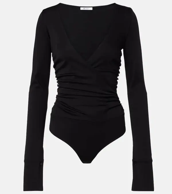 Max Mara Nigella Draped Wool Bodysuit