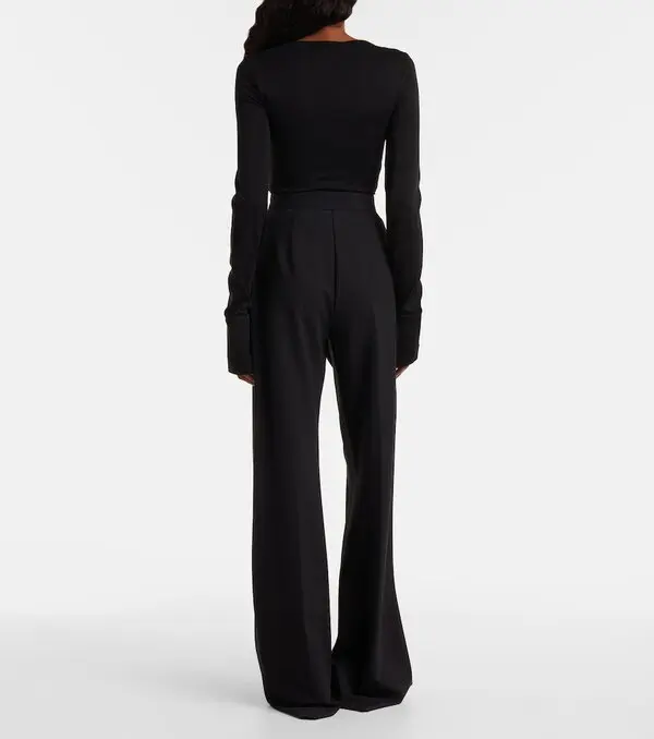 Max Mara Nigella Draped Wool Bodysuit - Black