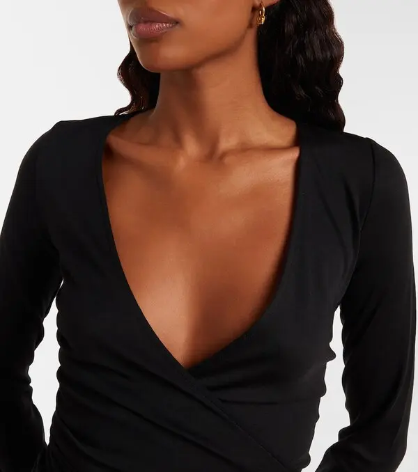 Max Mara Nigella Draped Wool Bodysuit - Black