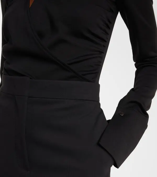 Max Mara Nigella Draped Wool Bodysuit - Black
