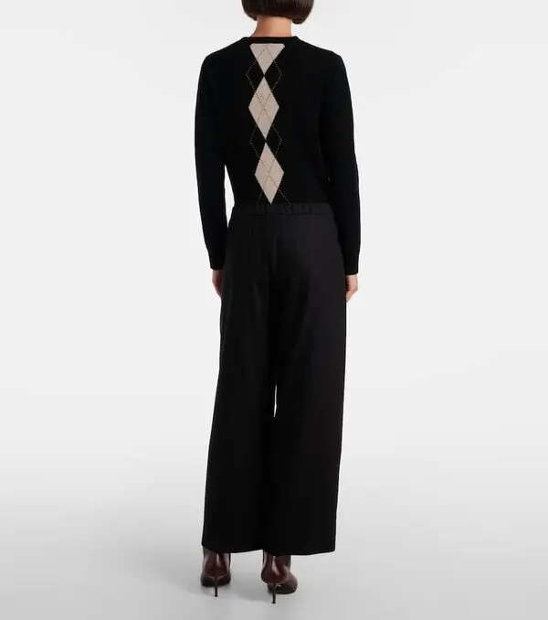 Max Mara Wool Flannel Sweatpants - Black