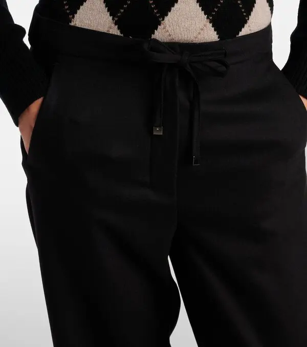 Max Mara Wool Flannel Sweatpants - Black