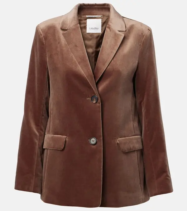Max Mara Agata Cotton Velvet Blazer - Brown