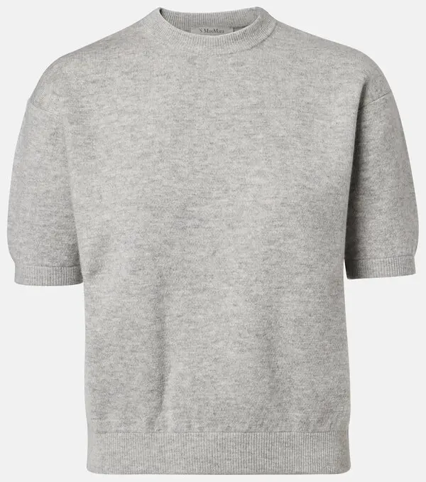 Max Mara Knitted Wool And Cashmere-blend T-shirt - Grey