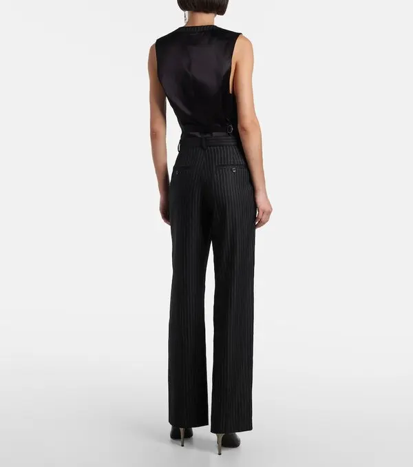 Isabel Marant Étoile Noanda Pinstriped Wool-blend Straight Pants - Black