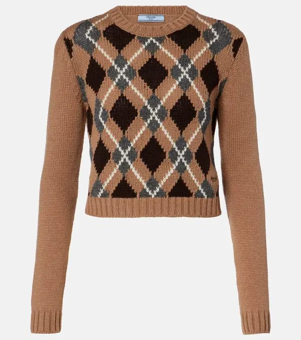 Prada Argyle Cashmere Sweater - Brown
