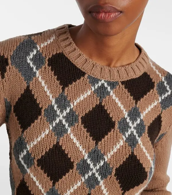Prada Argyle Cashmere Sweater - Brown