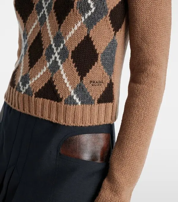 Prada Argyle Cashmere Sweater - Brown