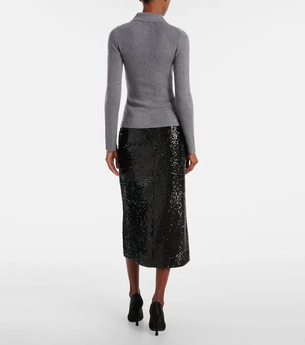 EMILIA WICKSTEAD Ambrose Wool Polo Sweater - Grey