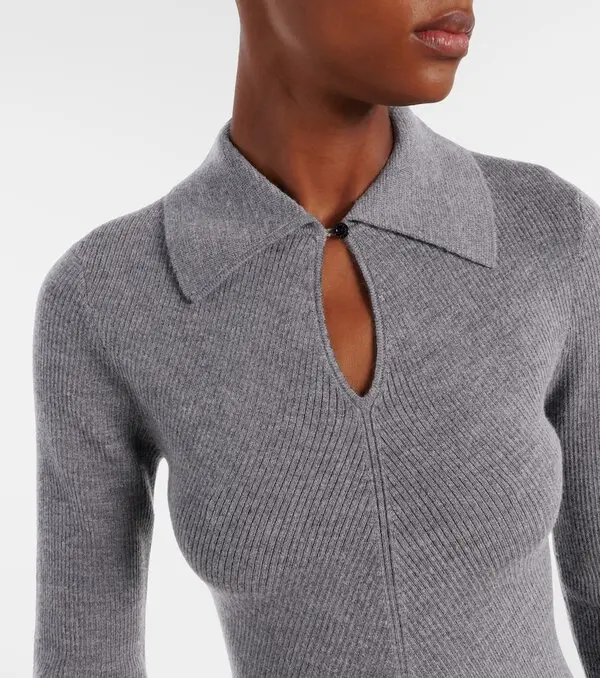 EMILIA WICKSTEAD Ambrose Wool Polo Sweater - Grey