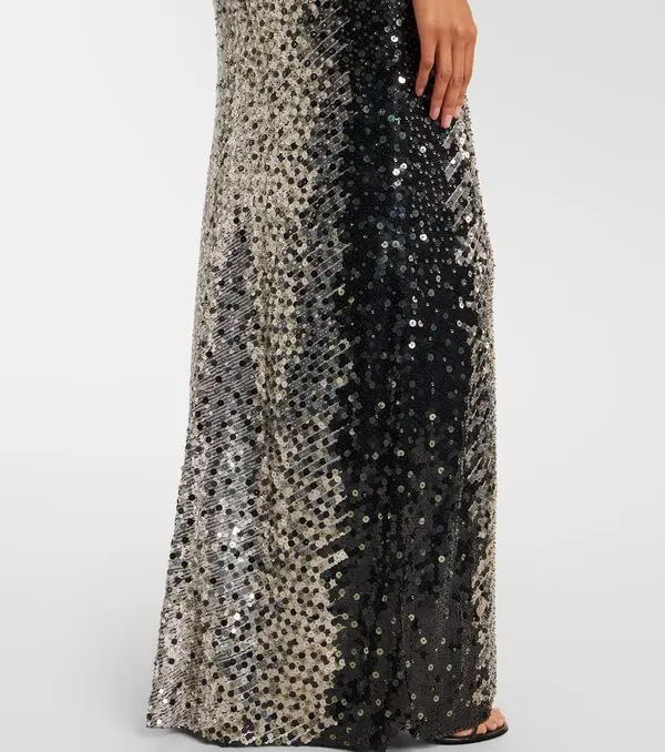 Jenny Packham Caron Sequined Strapless Gown - Silver