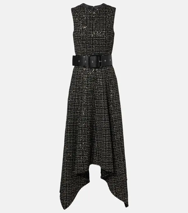 Safiyaa Okimi Sequined Tweed Midi Dress