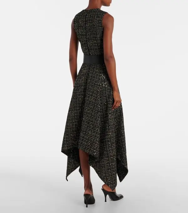 Safiyaa Okimi Sequined Tweed Midi Dress