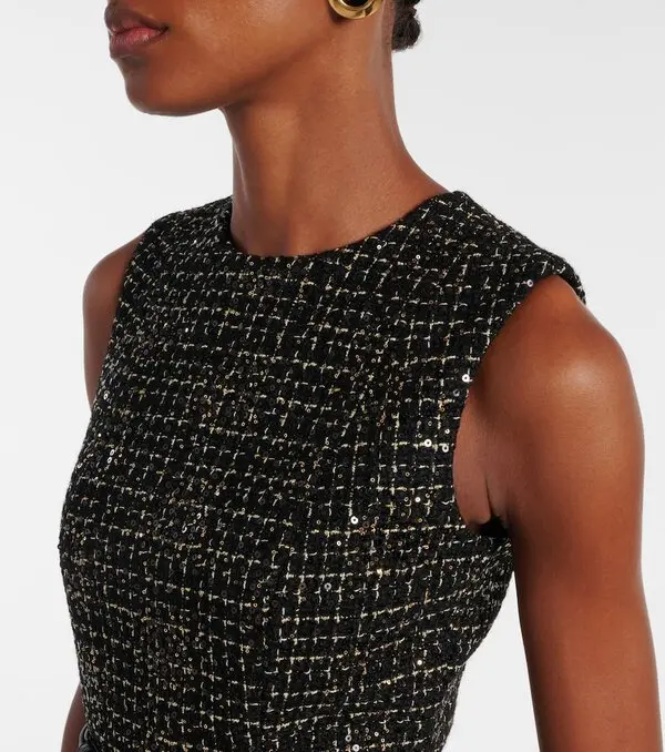 Safiyaa Okimi Sequined Tweed Midi Dress