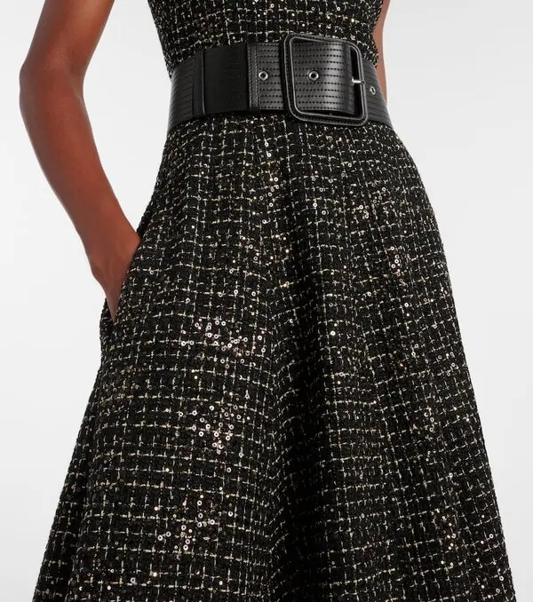 Safiyaa Okimi Sequined Tweed Midi Dress