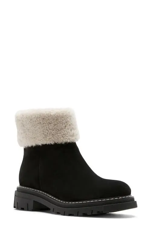 La Canadienne Dwayne Waterproof Bootie With Genuine Shearling Cuff - Black Suede