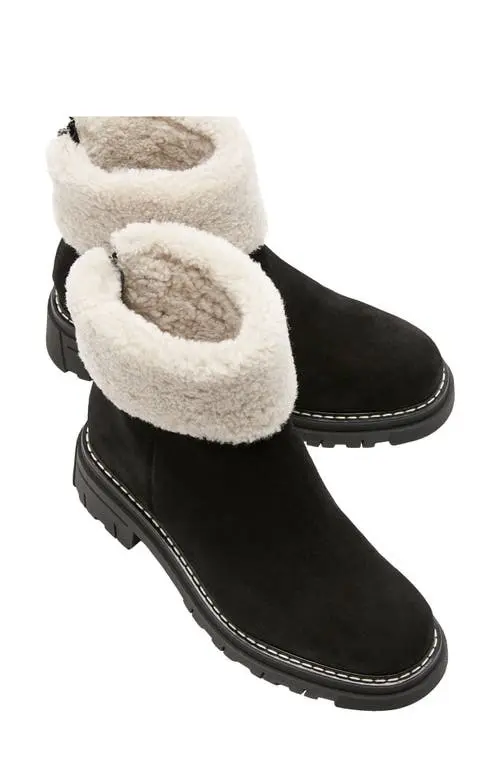La Canadienne Dwayne Waterproof Bootie With Genuine Shearling Cuff - Black Suede