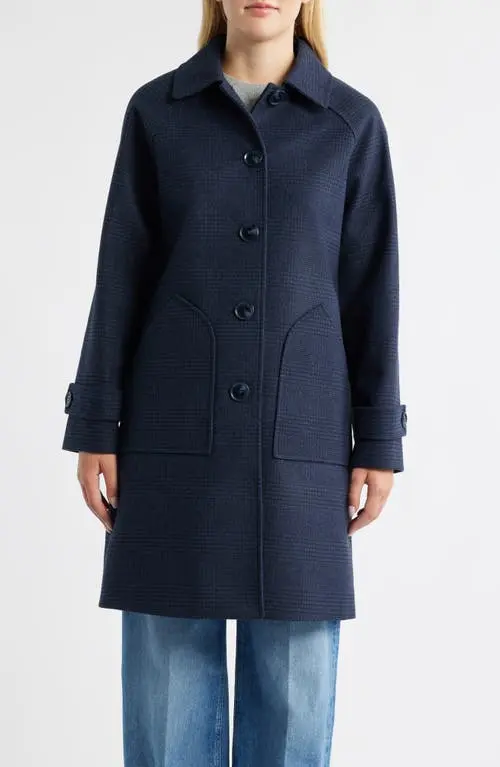 Sam Edelman Plaid Wool-blend Balmacaan Coat - Navy