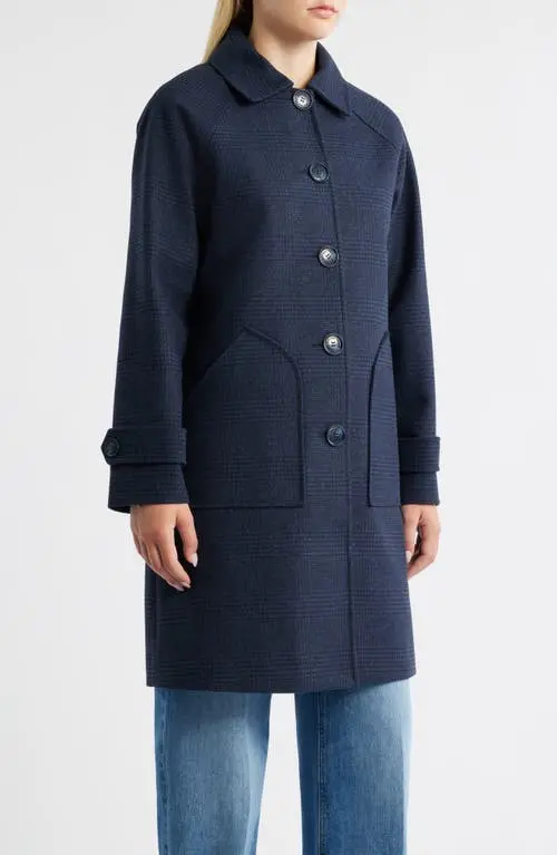 Sam Edelman Plaid Wool-blend Balmacaan Coat - Navy
