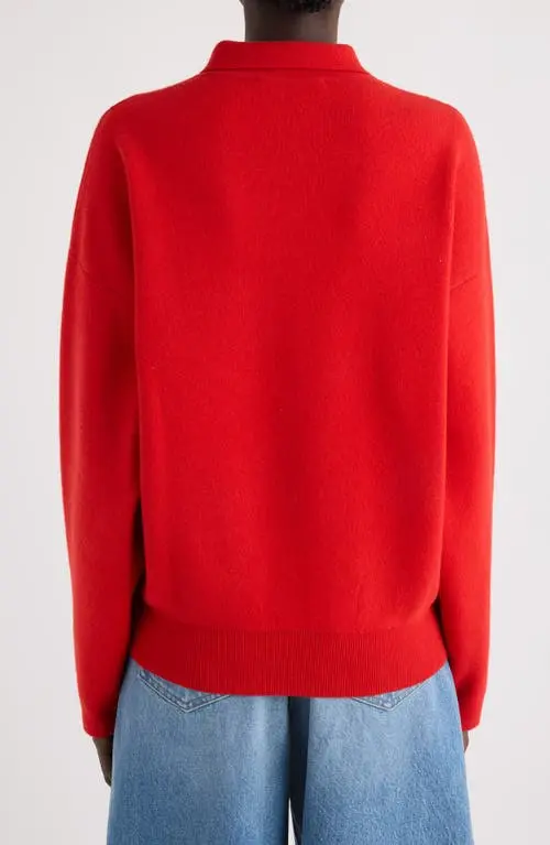 Jacquemus La Maille Vareuse Pallone Merino Wool & Cashmere Polo Sweater - Red