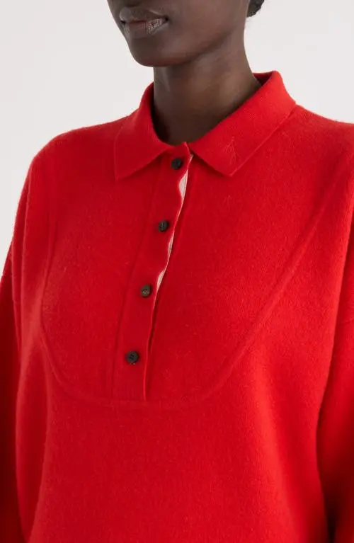 Jacquemus La Maille Vareuse Pallone Merino Wool & Cashmere Polo Sweater - Red
