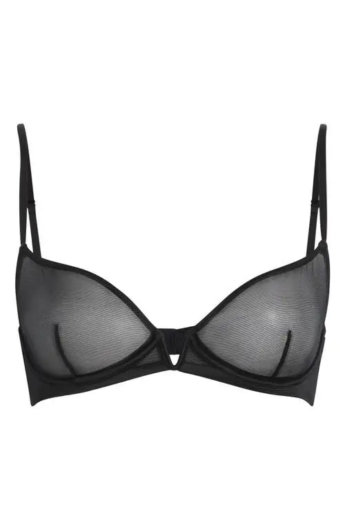 Commando Mesh Underwire Plunge Demi Bra - Black