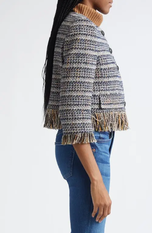 Veronica Beard Lyons Tweed Fringe Jacket