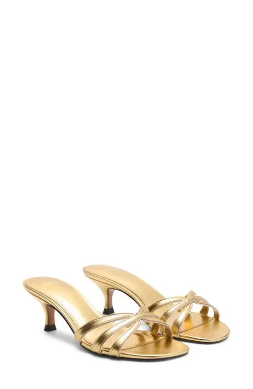 Mango Strappy Kitten Heel Sandal - Gold