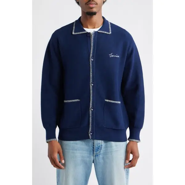 SERVICE WORKS Blanket Stitch Cotton Cardigan