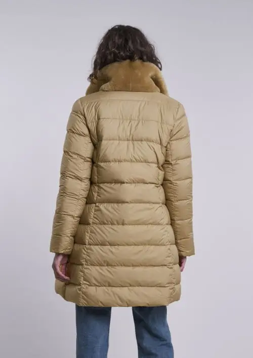 BLUE DUCK Down And Shearling Reversible Coat - Camel