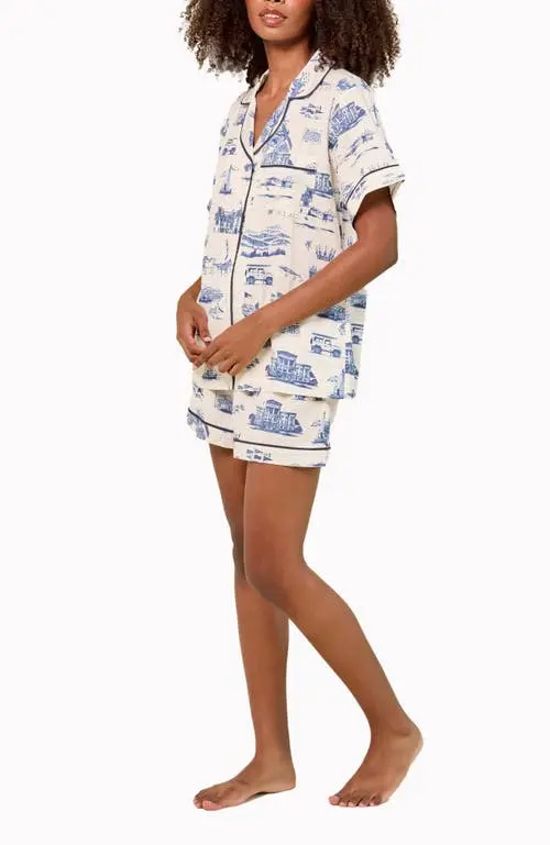 KATIE KIME Printed Pajama Short Set - Navy