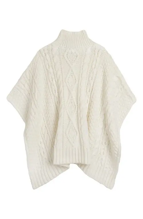 Ralph Lauren Crest Button Cable Poncho - Cream