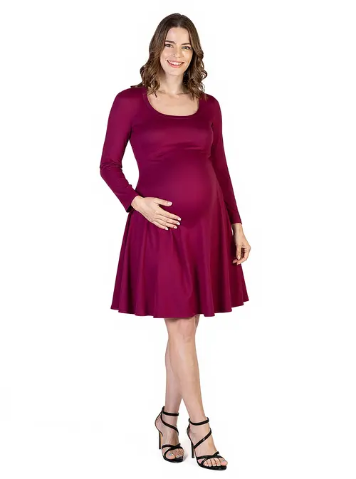 24SEVEN COMFORT APPAREL Maternity Dress - Wine
