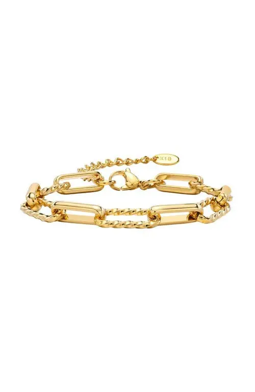 HOLLYWOOD SENSATION Paperclip Chain Stackable Bracelet - Gold