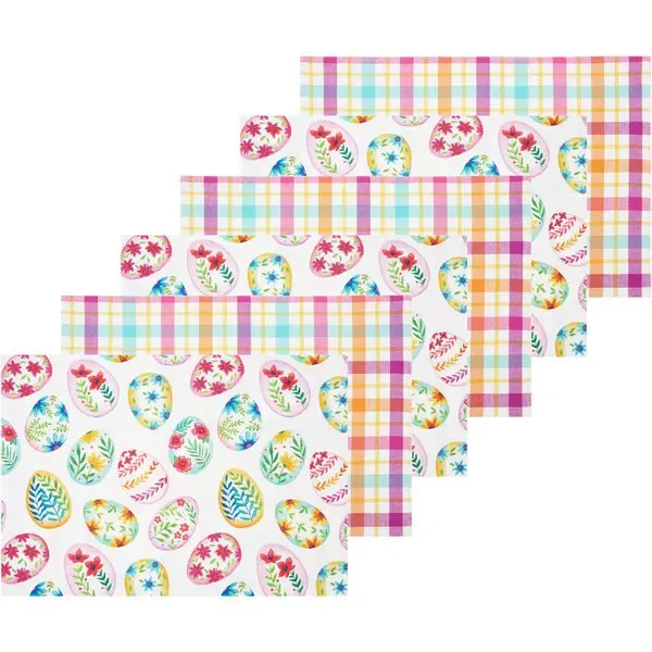 C&F HOME Colorful Easter Egg Charm & Plaid Spring Placemats Set Of 6 Springtime - Green