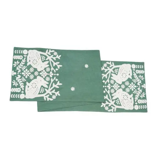 C&F HOME Woodland Spring Bunny 100% Cotton Table Runner - Green