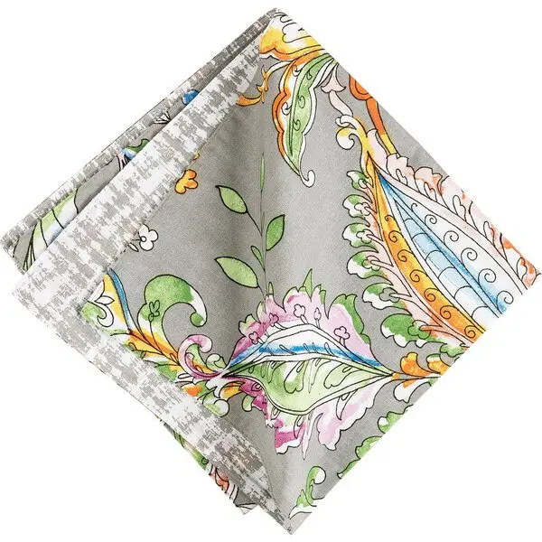 C&F HOME Frey Reversible Colorful Paisley Cloth Napkin Set Of 6 - Grey