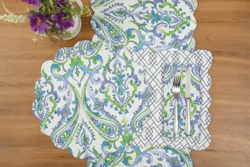 C&F HOME Juliet Quilted Reversible Bright Paisley Dining Table Runner 14" X 51