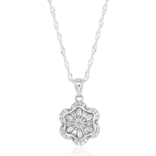 DONATELLO GIAN Sterling Moissanite Flower Pendant Necklace - Silver