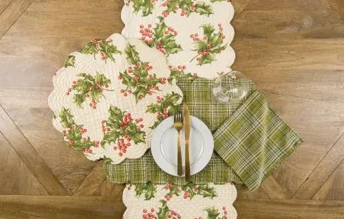 C&F HOME Holly Cotton Quilted Table Runner