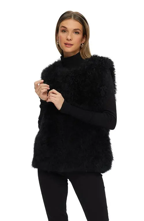 Gorski Genuine Shearling Collarless Vest